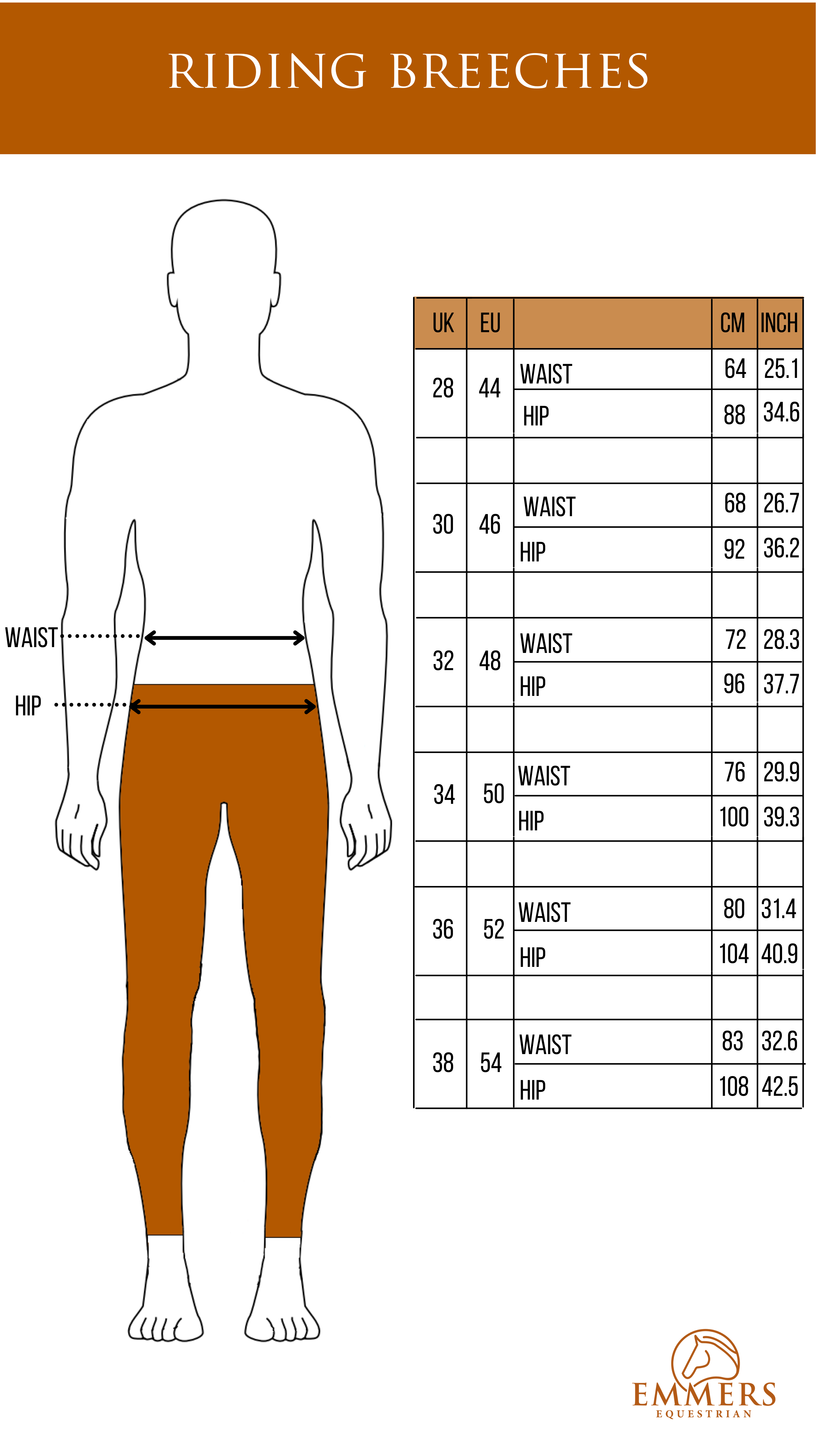 Size chart Kingsland | Emmers Equestrian
